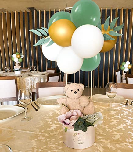 Olive Green Gold White Latex Balloons,52 Pcs Green and Gold Confetti Party Balloons For Birthday Baby Shower Engagement Wedding Anniversary Party Decorations.