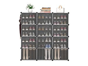 artbeauty portable shoe rack organizer, plastic cube storage 42 pair tower shelves shoe storage cabinet stand,modular cabinet for hallway bedroom closet entryway, 8 tier black