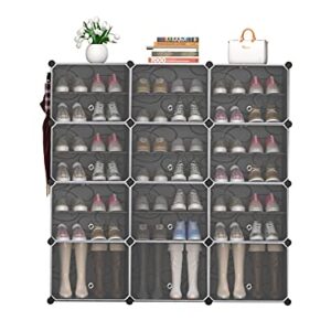 ArtBeauty Portable Shoe Rack Organizer, Plastic Cube Storage 42 Pair Tower Shelves Shoe Storage Cabinet Stand,Modular Cabinet for Hallway Bedroom Closet Entryway, 8 Tier Black