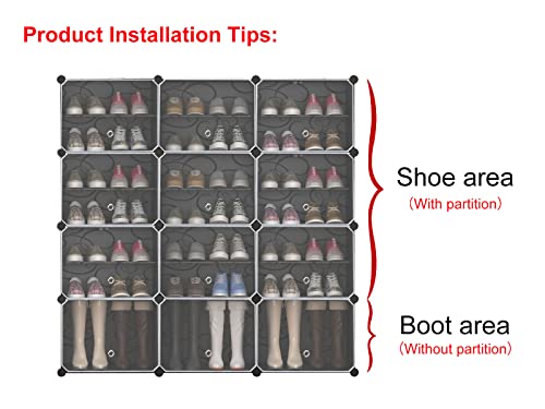 ArtBeauty Portable Shoe Rack Organizer, Plastic Cube Storage 42 Pair Tower Shelves Shoe Storage Cabinet Stand,Modular Cabinet for Hallway Bedroom Closet Entryway, 8 Tier Black