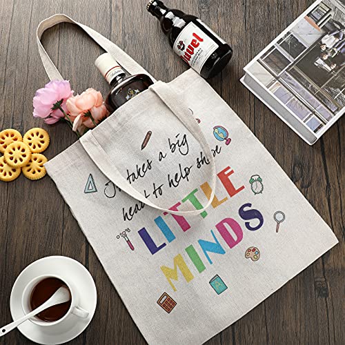 Frienda 4 Pieces Teacher Graduation Gifts Teacher Tote Bags Teacher Appreciation Gifts Reusable Colorful Work Bags for Women (Pencil Style, Khaki)