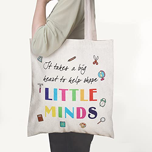 Frienda 4 Pieces Teacher Graduation Gifts Teacher Tote Bags Teacher Appreciation Gifts Reusable Colorful Work Bags for Women (Pencil Style, Khaki)