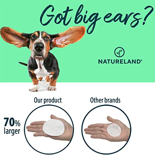 Natureland [150 pcs Extra-Large] Dog Ear Wipes - Otic Cleaning Wipes for Infections and Controlling Ear Infections and Ear Odor in Pets