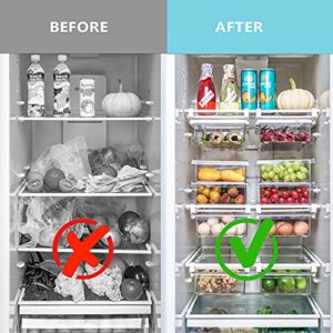 Refrigerator Organizer Bins with Handle - Farochy 2PCS Pull-out Fridge Drawer Organizer Refrigerator Storage Box Refrigerator Egg Drawer