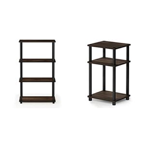 furinno turn-n-tube 4-tier multipurpose shelf display rack, single, columbia walnut/black & just 3-tier end table, 1-pack, columbia walnut/black