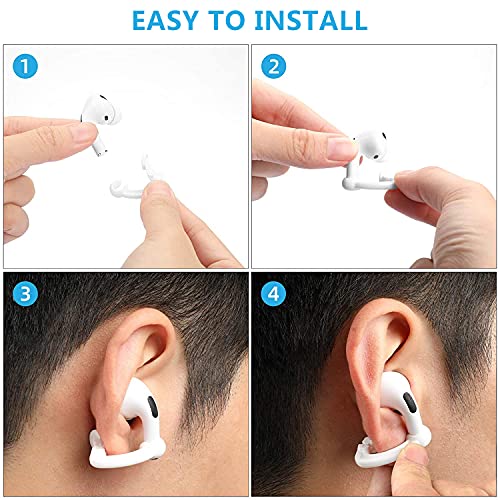 Kejycc 2 Pair Anti-Lost Ear Hook for AirPods - Anti-Slip Sports Ear Clip - Earphones Holder Accessories Compatible with Apple Airpods 1/2/Pro Or Earpods/Earbuds Headphones (White)