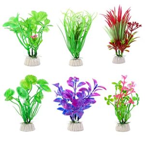 lpraer 6 pack aquarium plastic plants 4 inch artificial plastic simulation aquarium plants fish tank decorations used for household and office