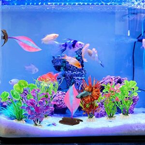 Lpraer 6 Pack Aquarium Plastic Plants 4 Inch Artificial Plastic Simulation Aquarium Plants Fish Tank Decorations Used for Household and Office