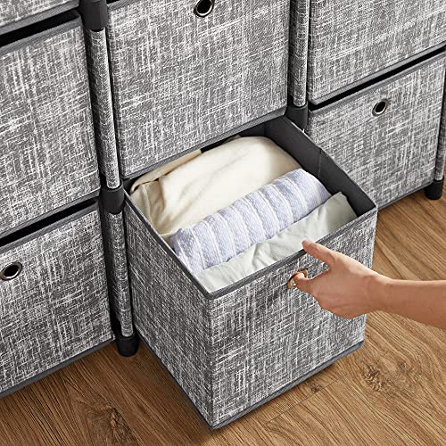 SONGMICS 9-Cube Drawer Organizer, Closet Organizer, Storage Unit, Bookcase, 32.9 x 11.8 x 31.2 Inches, for Bedroom, Living Room, Entryway, Heather Gray ULSN603G12