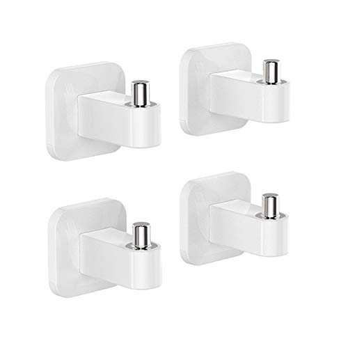 Fysupotsu Adhesive Shower Hooks for Towels, Self Adhesive Shower Hanger Hooks, Modern Shower Towel Hook for Wall Bathroom Hanging Coat, Hat, Towel Robe Hook Rack Wall Mount 4-Packs (White)