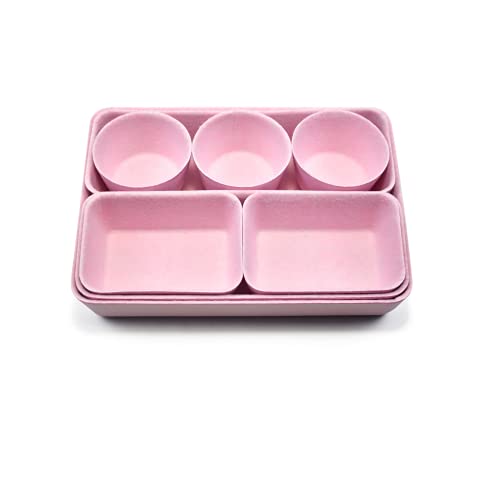 Ruimou Desk Drawer Organizer, felt Drawer Organizers Foldable Drawer Dividers Separators Storage Container for Makeup, Jewelries, Utensils in Bedroom Dresser, Office and Kitchen(8pcs/Set) (Pink)