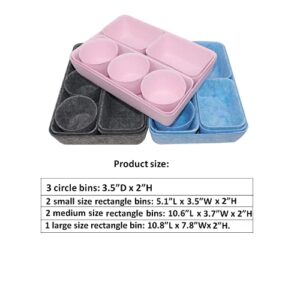 Ruimou Desk Drawer Organizer, felt Drawer Organizers Foldable Drawer Dividers Separators Storage Container for Makeup, Jewelries, Utensils in Bedroom Dresser, Office and Kitchen(8pcs/Set) (Pink)