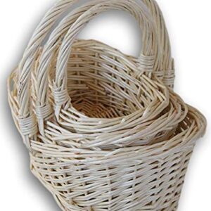 Daisy Crafts Small Baskets with Handles Nesting Wicker for Wedding, Produce, Crafts, Easter -Set of 3 Sizes