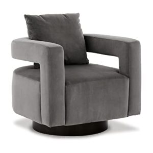 Signature Design by Ashley Alcoma Swivel Accent Chair, Fabric, Gray