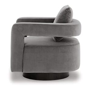 Signature Design by Ashley Alcoma Swivel Accent Chair, Fabric, Gray