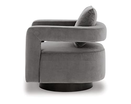 Signature Design by Ashley Alcoma Swivel Accent Chair, Fabric, Gray