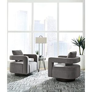 Signature Design by Ashley Alcoma Swivel Accent Chair, Fabric, Gray