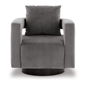 Signature Design by Ashley Alcoma Swivel Accent Chair, Fabric, Gray