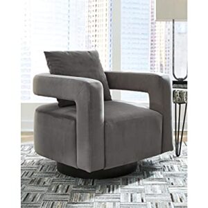 Signature Design by Ashley Alcoma Swivel Accent Chair, Fabric, Gray