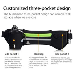 ADSE Outdoor Sports Waist Bag, Adjustable Reflective Waist Bag Fitness Multifunctional Waterproof Waist Bag Mobile Phone Bag, Used for Fitness Exercise Travel 44x13CM/17.3x5.1IN (Black)