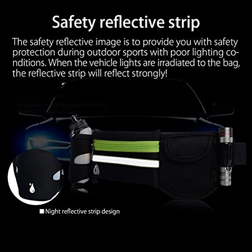 ADSE Outdoor Sports Waist Bag, Adjustable Reflective Waist Bag Fitness Multifunctional Waterproof Waist Bag Mobile Phone Bag, Used for Fitness Exercise Travel 44x13CM/17.3x5.1IN (Black)