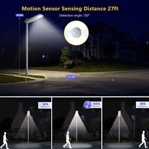 Solar Street Lights Outdoor Waterproof - 80Wh 2500LM Dusk to Dawn Area Lighting, LED Wide Angle Security Lamp with Motion Sensor, Remote Control for Yard, Garden, Parking Lot, Stadium, Barn