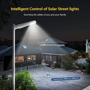 Solar Street Lights Outdoor Waterproof - 80Wh 2500LM Dusk to Dawn Area Lighting, LED Wide Angle Security Lamp with Motion Sensor, Remote Control for Yard, Garden, Parking Lot, Stadium, Barn