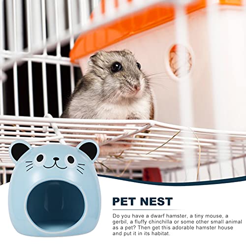 balacoo Hamster Hideout Ceramic Pet House Ceramic Cartoon Bear Shape Hamster Hideout Critter Bath House Cave Summer Cooling House for Chinchilla Mini Hut Small Animal Hideout Cave Accessories