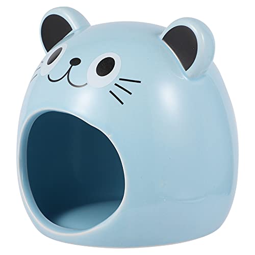 balacoo Hamster Hideout Ceramic Pet House Ceramic Cartoon Bear Shape Hamster Hideout Critter Bath House Cave Summer Cooling House for Chinchilla Mini Hut Small Animal Hideout Cave Accessories