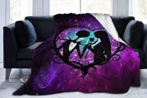 vanson nightmare before christmas blanket valentine's lovers decor luxury royal plush blanket, soft blanket throw 80x60 inch, purple