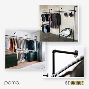 pamo freestanding clothes rail in industrial loft design - LAS II - wardrobe for walk-in closet wall I bedroom clothes rack made of black sturdy tubes