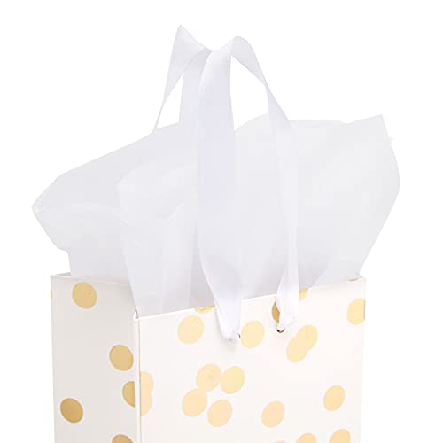 12-Pack Wine Gift Bags with Ribbon Handles and Tissue Paper for Wine Bottles, Liquor, Champagne, Sparkling Cider, Elegant Polka Dot Foil Designs (3 Colors, 13.8x5x4 in)