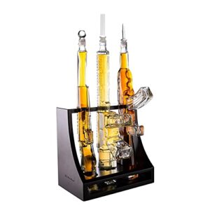 3 gun whiskey decanters set ar15, ak47, & rifle gun decanter set 1000ml by the wine savant - veteran gifts, home bar, gun lover gifts, tik tok gun decanter, military gifts