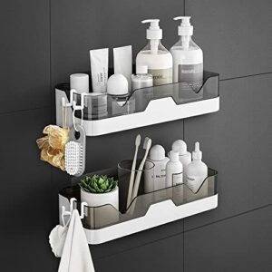 weshyigo 2-pack shower caddy, separable shower organizer with hooks, no drilling double layer shower shelf, used for bathroom and kitchen (grey)