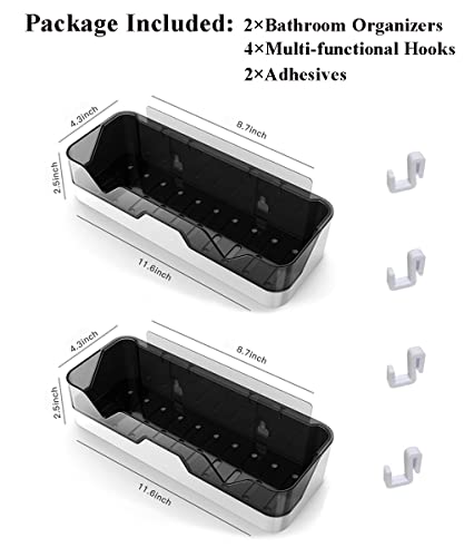 WeshyiGo 2-Pack Shower Caddy, Separable Shower Organizer with Hooks, No Drilling Double Layer Shower Shelf, Used for Bathroom and Kitchen (Grey)