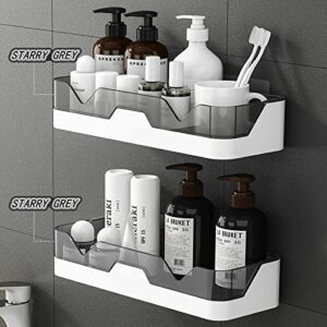 WeshyiGo 2-Pack Shower Caddy, Separable Shower Organizer with Hooks, No Drilling Double Layer Shower Shelf, Used for Bathroom and Kitchen (Grey)