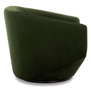 CHITA Swivel Armchair, Barrel Accent Chair in Velvet Fabric for Living Room Round Chair with Metal Base, Fully Assembled, Falkirk Green