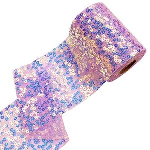 Yuanchuan Laser Glitter Tulle Rolls 4.7 inch x 10 Yards (30 feet) Purple Tulle Rolls Spool Fabric Tutu for DIY Skirts Wedding Gift Wrap Sewing Crafting Bow Bridal Decorations Birthday Party(Purple)