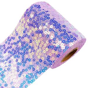 Yuanchuan Laser Glitter Tulle Rolls 4.7 inch x 10 Yards (30 feet) Purple Tulle Rolls Spool Fabric Tutu for DIY Skirts Wedding Gift Wrap Sewing Crafting Bow Bridal Decorations Birthday Party(Purple)