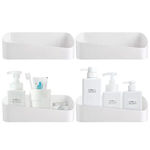 cedilis 4 pack shower caddy shelf, adhesive bathroom shower shelf organizer, no drilling wall mounted plastic shampoo holder organizer, great for shower room bathroom kitchen, white