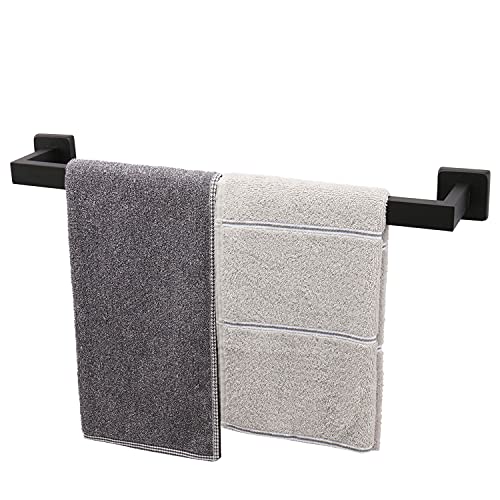 TocTen Bath Towel Rack - Square Base Thicken SUS304 Stainless Steel Towel Bar for Bathroom, Bathroom Accessories Towel Rod Heavy Duty Wall Mounted Towel Holder. (Black, 20)