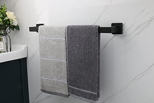 TocTen Bath Towel Rack - Square Base Thicken SUS304 Stainless Steel Towel Bar for Bathroom, Bathroom Accessories Towel Rod Heavy Duty Wall Mounted Towel Holder. (Black, 20)