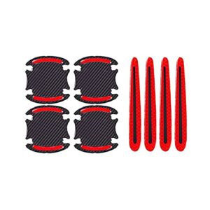 xhuangtech 8pcs universal 3d carbon fiber car door handle paint scratch protector sticker auto door handle scratch cover guard protective film car outdoor safety reflective strips (red)