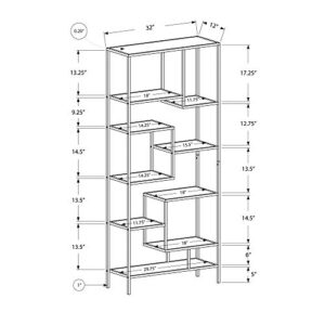 Ergode Bookcase - 72" H/Silver Metal with Tempered Glass