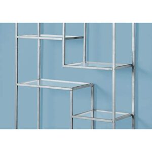 Ergode Bookcase - 72" H/Silver Metal with Tempered Glass