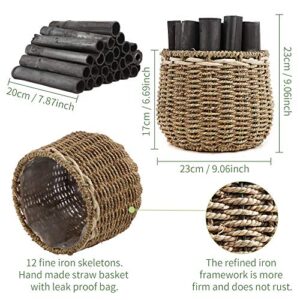 Bamboo Charcoal, GREEN VALLEY Straw Woven Basket Bamboo Charcoal Strips, Activated Carbon Strips, Air Purification for Room, Office, Car, New House, Furniture, Office Decor, Reusable [1 Basket 1400g]