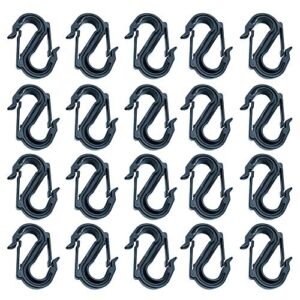 lasenersm 20 pieces heavy duty s hooks plastic s shaped hooks hanger double s hooks double head clasp s hooks for tent tarpaulin net cargo net bungee net truck net, black