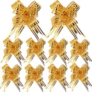 mmyqxi 30pcs 3.6" pull bows for gifts wrapping pull bows for christmas wedding party birthday car holiday presents bags baskets bottles decorations,(gold color)