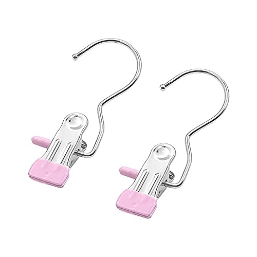 DKKO Boot Hanger/Holder/Clips for Closet, Laundry Hooks with Clips, Clothes Clips for Hanging Jeans, Hats, Tall Boots, Towels,Home Travel,8Pack Pink