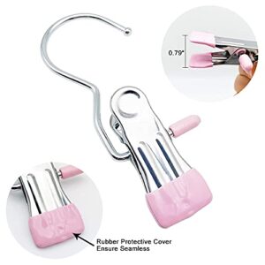 DKKO Boot Hanger/Holder/Clips for Closet, Laundry Hooks with Clips, Clothes Clips for Hanging Jeans, Hats, Tall Boots, Towels,Home Travel,8Pack Pink